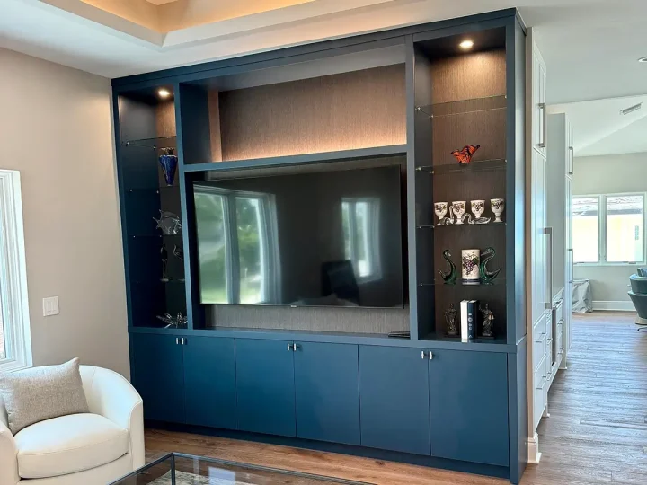 Acquire a Premium Modern Blue Entertainment Center